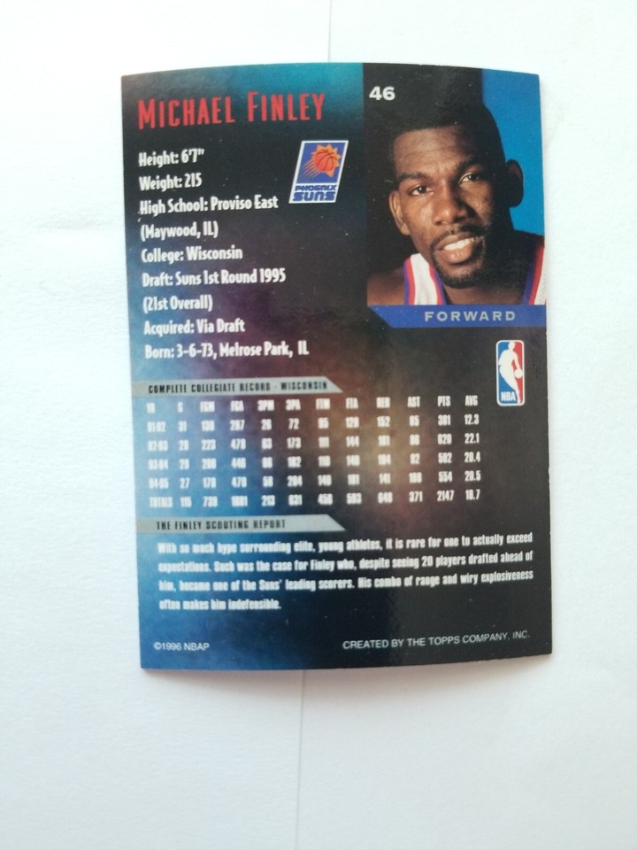1995-96 Topps Gallery #46 Michael Finley RC Rookie Suns | eBay