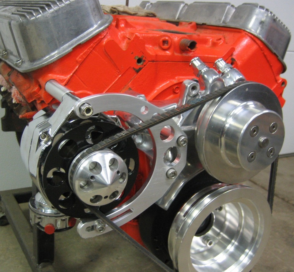 BBC ALTERNATOR BRACKET, BILLET ALUMINUM, MID MOUNT KIT LONG PUMP 1965 ...
