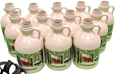 CASE OF 12 Empty Plastic Maple Syrup Quart Jugs -NEW- with tamper ...