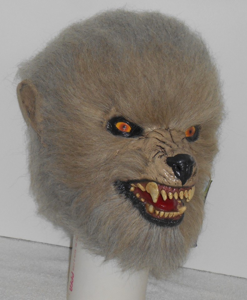 Amazing Deluxe Real Hair WEREWOLF MASK Realistic Halloween Prop Wolfman ...