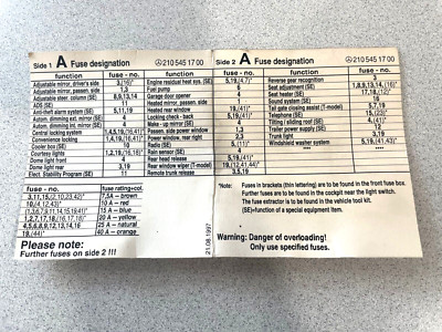 1996-2002 MERCEDES-BENZ E320 E430 W210 ~ TRUNK FUSE RELAY BOX ...