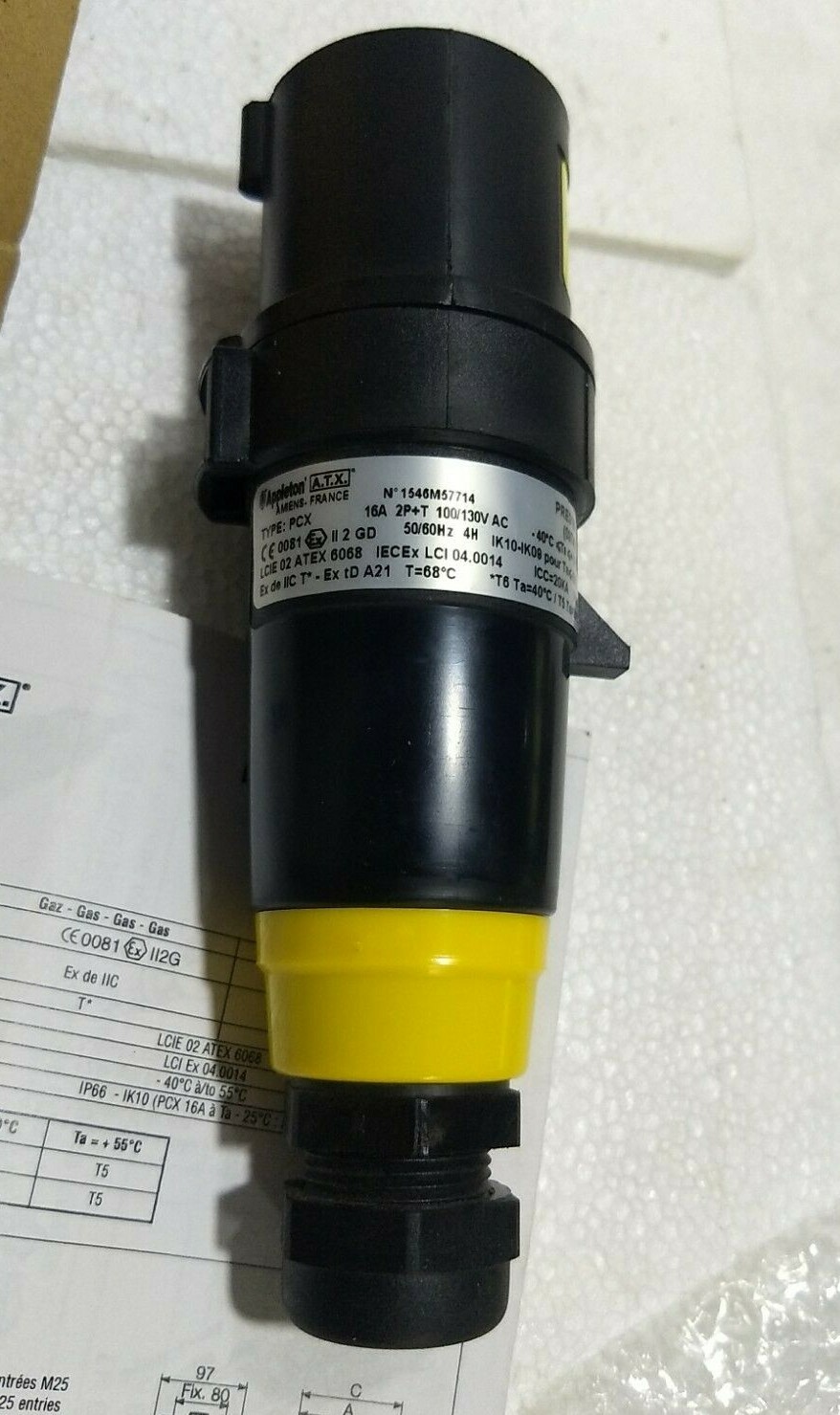 Appleton PCX - ATEX Power Connector, Plug, 16A 2P+T 100-130 VAC France ...