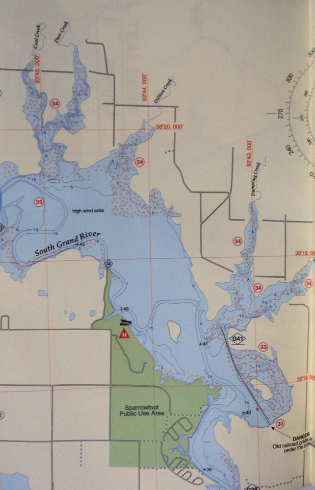 Truman Reservoir North Section Detailed Fishing Map, GPS Points ...
