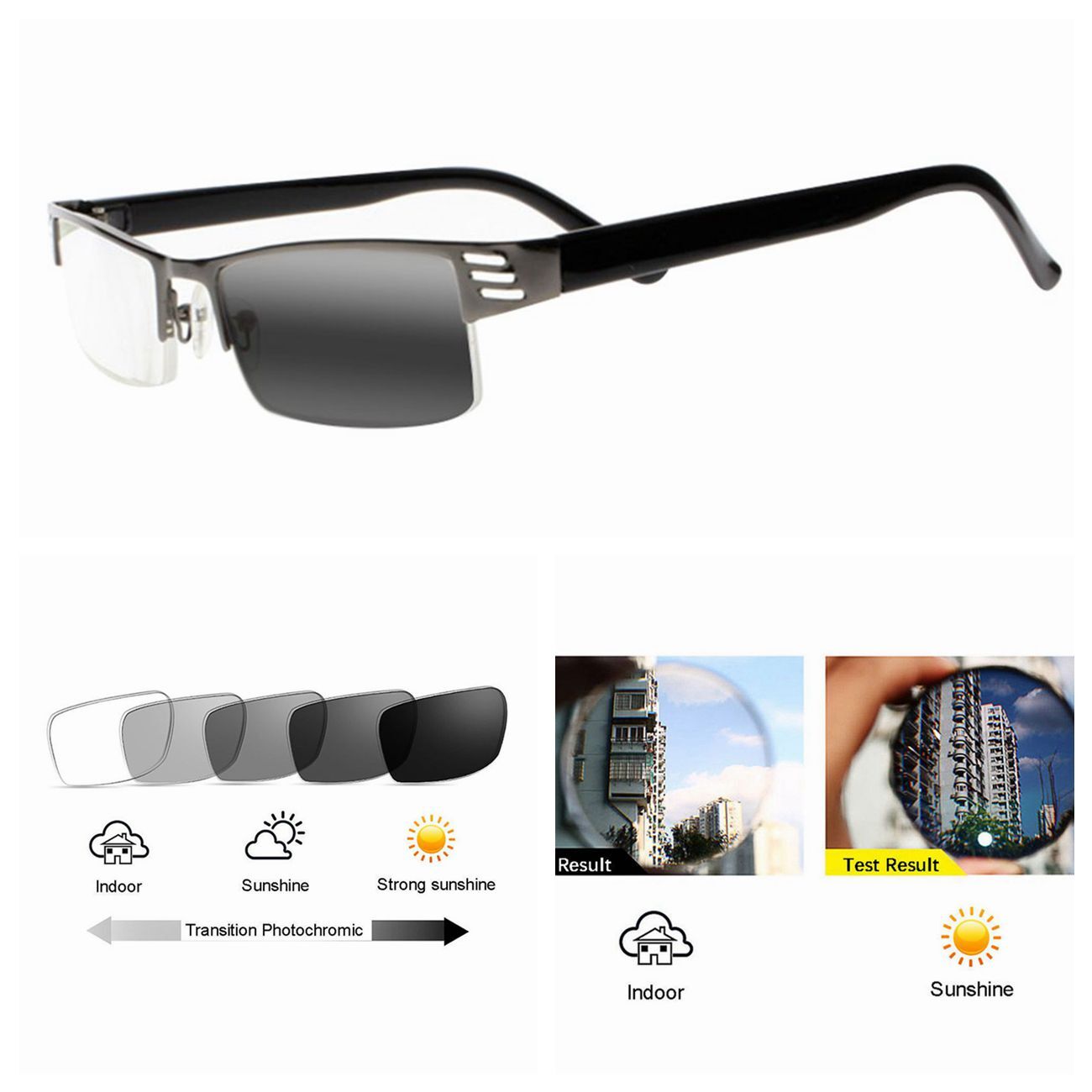 Men Transition Photochromic Nerd Negative Eyeglass Nearsighted -1 -1.25 ...