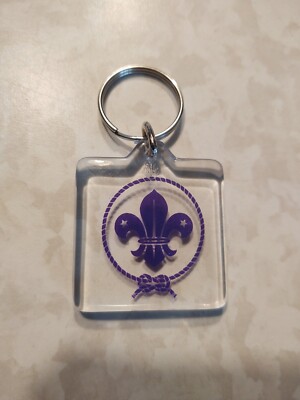 Vtg Purple World Scouting Insignia Crest Boy Scout BSA Acrylic Keychain ...