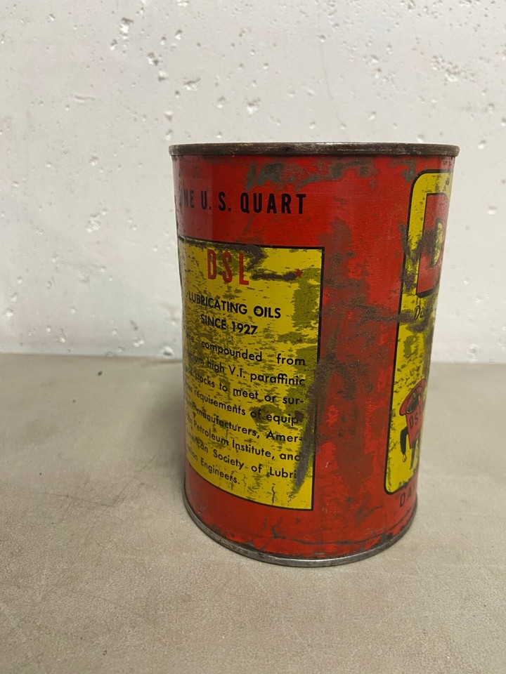Rare Find Vintage DSL Davis Heavy Duty Full Quart Motor Oil Can Metal ...