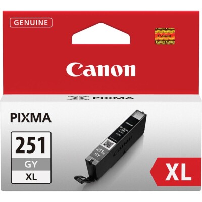 Genuine Canon OEM CLI-251XL-GY / CLI 251GY-XL Gray Ink Cartridge -High ...