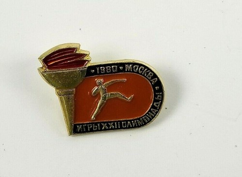 Vintage Mockba 1980 Track Shotput Moscow Olympic Games Torch Shape Pin ...