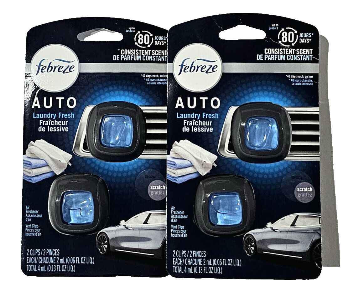 2 Packs Of 2 Febreze Auto Laundry Fresh Car Air Freshener | eBay