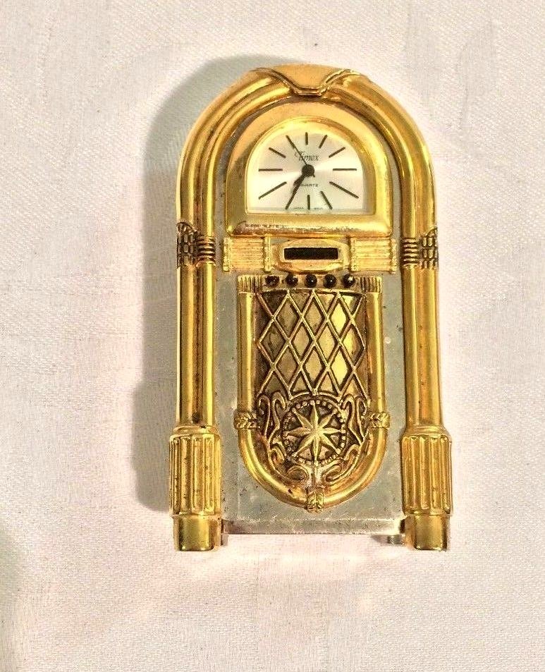 Timex Collectible Miniature Jukebox Desk Clock Brass Accents Japan ...