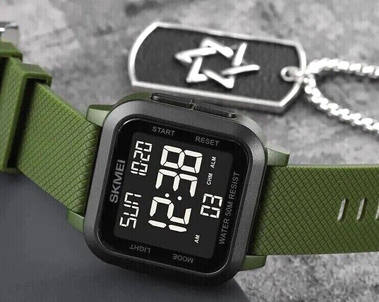 SKMEI Mens LED Watch Waterproof Digital Sports Stopwatch Military Alarm ...