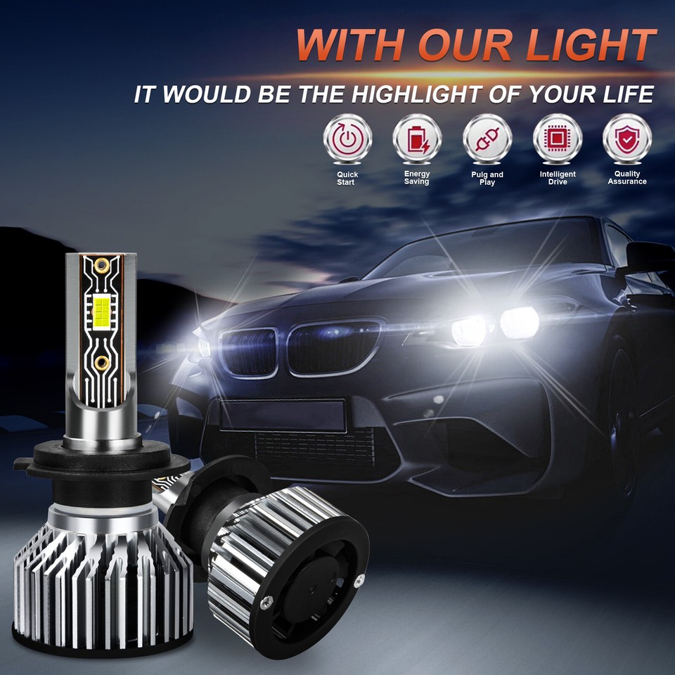 For Yamaha YZF R1 R3 R6 R6S 2X H7 Motorcycle LED Headlights Bulb 6000K ...