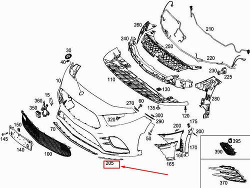 MERCEDES-BENZ A W177 FRONT LEFT LOWER BUMPER TRIM STRIP A1778854303 NO ...