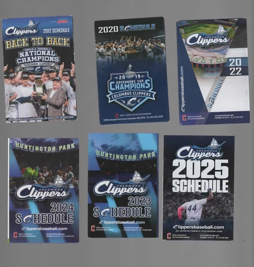 6 - COLUMBUS CLIPPERS POCKET SCHEDULES inc 2024 GUARDINS TRIPLE A TEAM ...