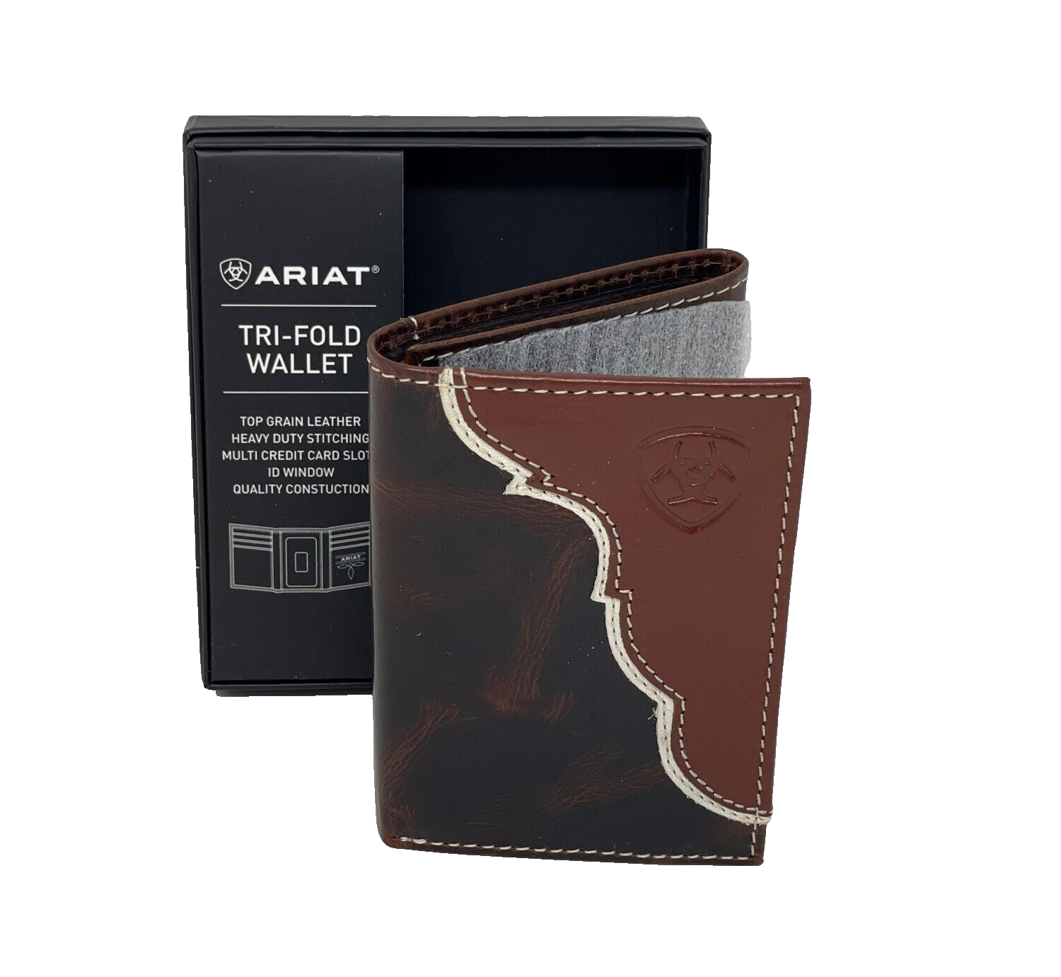 ARIAT TWO-TONE LEATHER TRI-FOLD WALLET | eBay