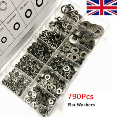 790pcs stainless steel matching flat washers spring washers for metric ...