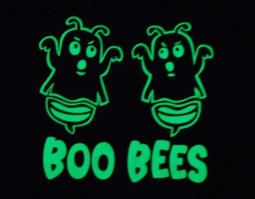 BOO BEES Halloween glow in the dark IRON on TRANSFER patch 4 inches ...