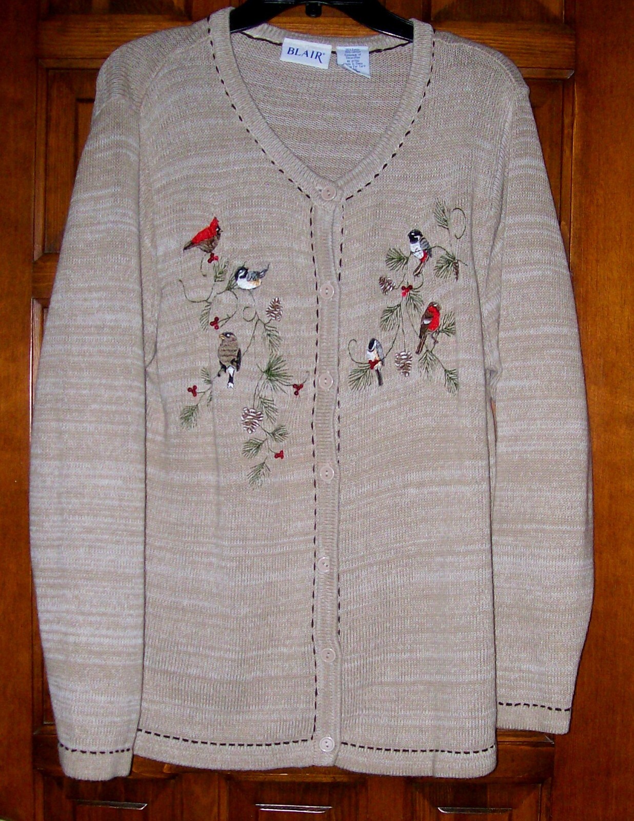 BLAIR BEIGE W/ EMBROIDERED BIRDS CARDIGAN XL NWOT | eBay