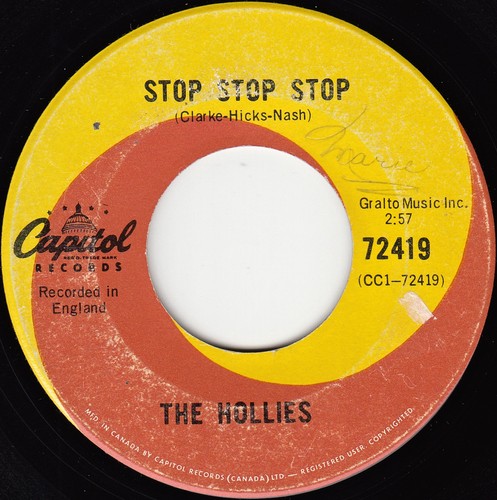 Hollies: Stop Stop Stop/It's You -Capitol Canada 72419 1966 pop rock ...