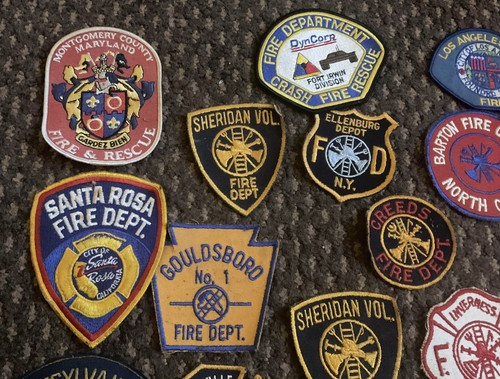 37 x Original Fire Service Fireman Sew on Badge / Patch’s From A ...