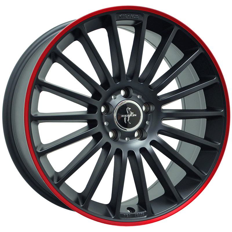 18 Zoll K1 Felgen 8x18 5x120 ET35 schwarz matt mit rotem Rand für BMW ...