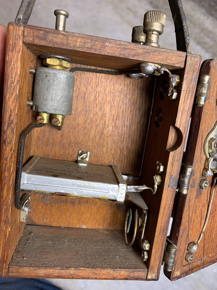 Rare Antique Oak Wood Wooden Western Electric Telephone Phone Line ...