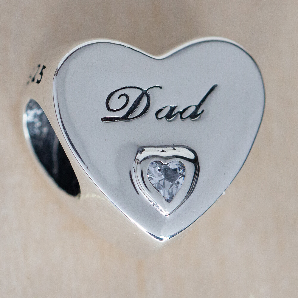 PANDORA Charm Authentic 796458cz Dads Love Father Heart Sterling Silver ...