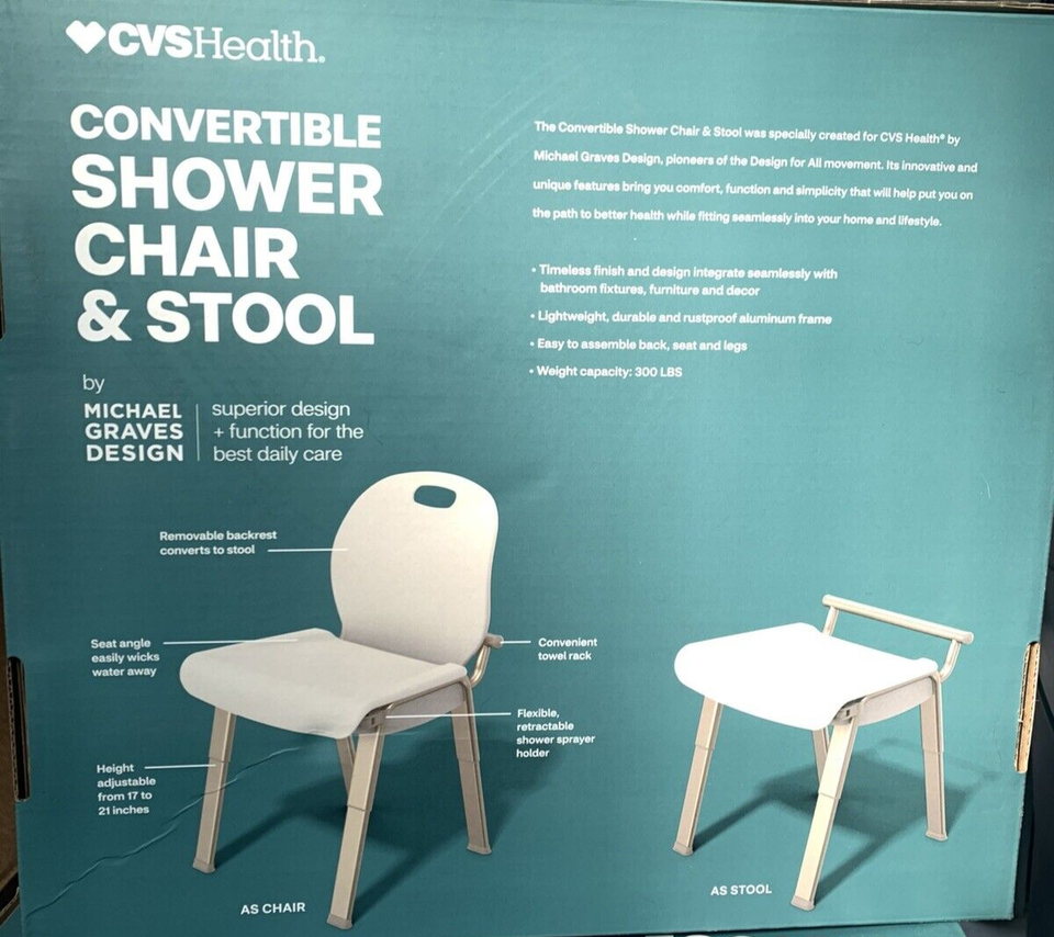 CVS health convertible shower chair and stool designed by Michael ...
