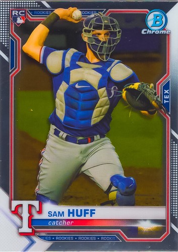 Sam Huff RC 2021 Topps Bowman Chrome Baseball Rookie Card #91 Texas ...