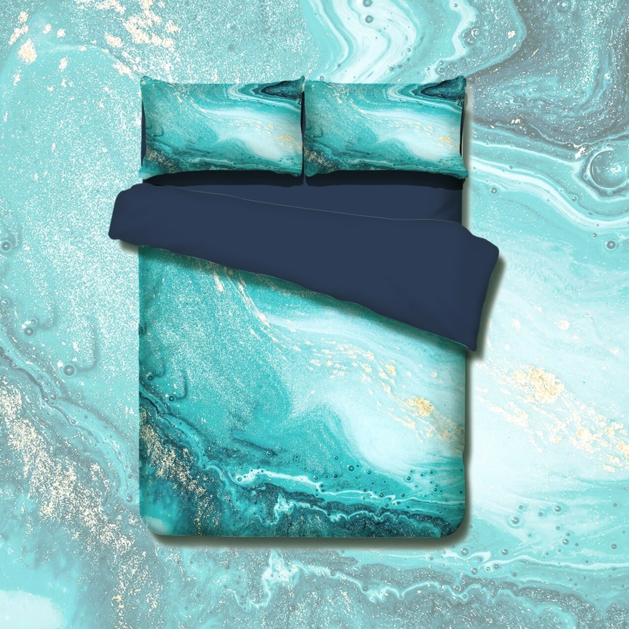 Quilt Duvet Doona Cover Set Single Double Queen King Size Jade Marble ...