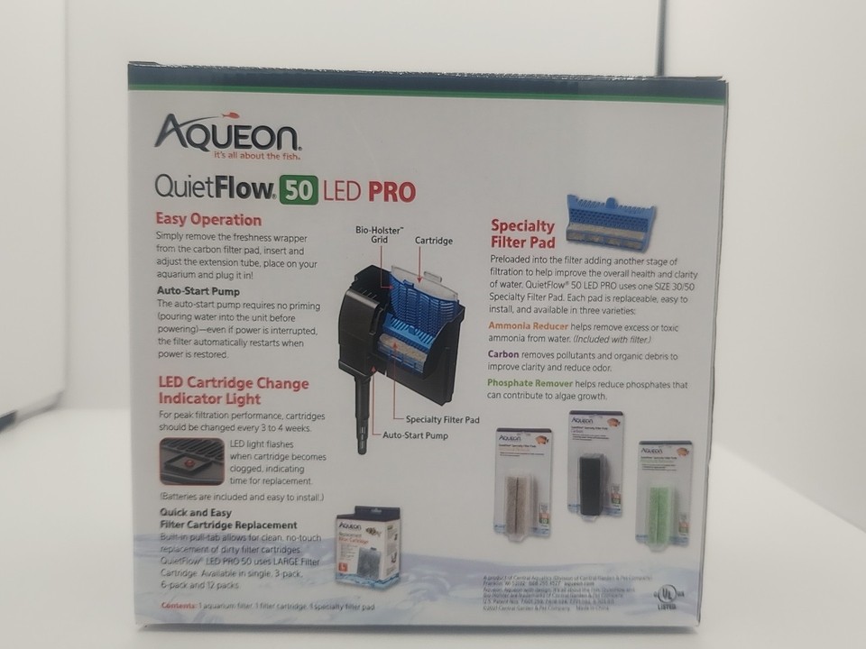 Aqueon QuietFlow LED PRO Aquarium Power Filter 50 | eBay