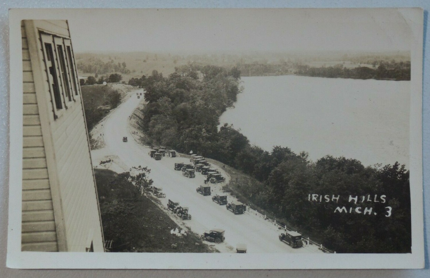 Irish Hills Tower Michigan 1920's Car Scene Real Photo Postcard RPPC ...