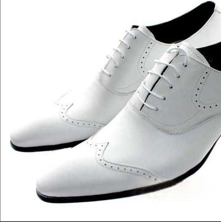 Handmade White wingtip brogue Leather Pointed toe Shoes for Men, Men ...