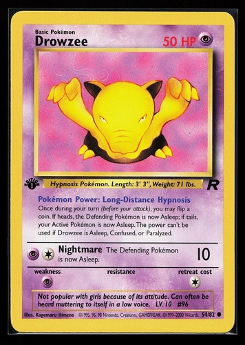 1st Edition Drowzee 54/82 Regular Team Rocket Pokémon Card NM | eBay