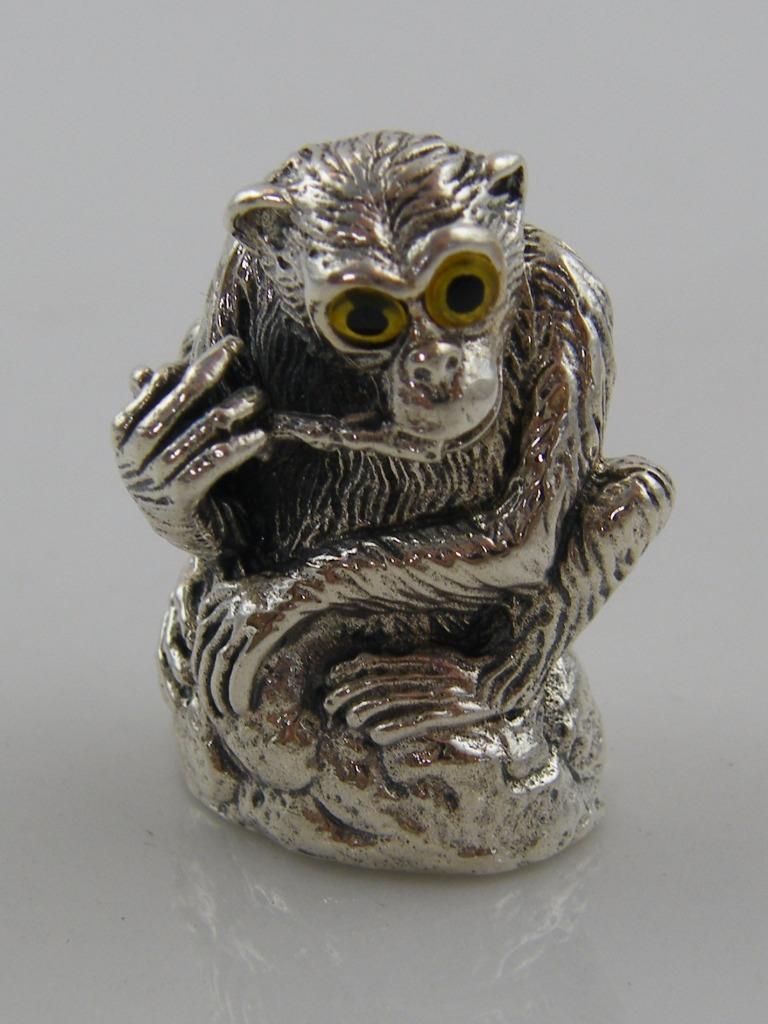 STERLING SILVER MONKEY PIN CUSHION- GLASS EYES | eBay