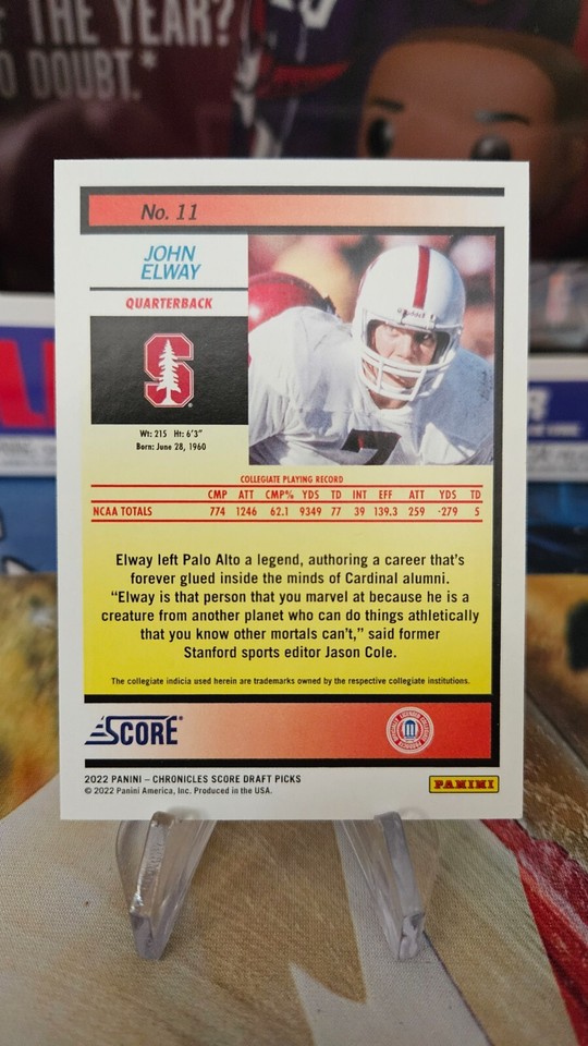 2022 John Elway Contenders Draft Score Purple #/49 Card Stanford ...