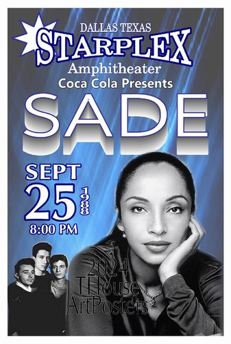 SADE 1988 Concert Poster STARPLEX AMPHITHEATER DALLAS TEXAS Gig Poster ...