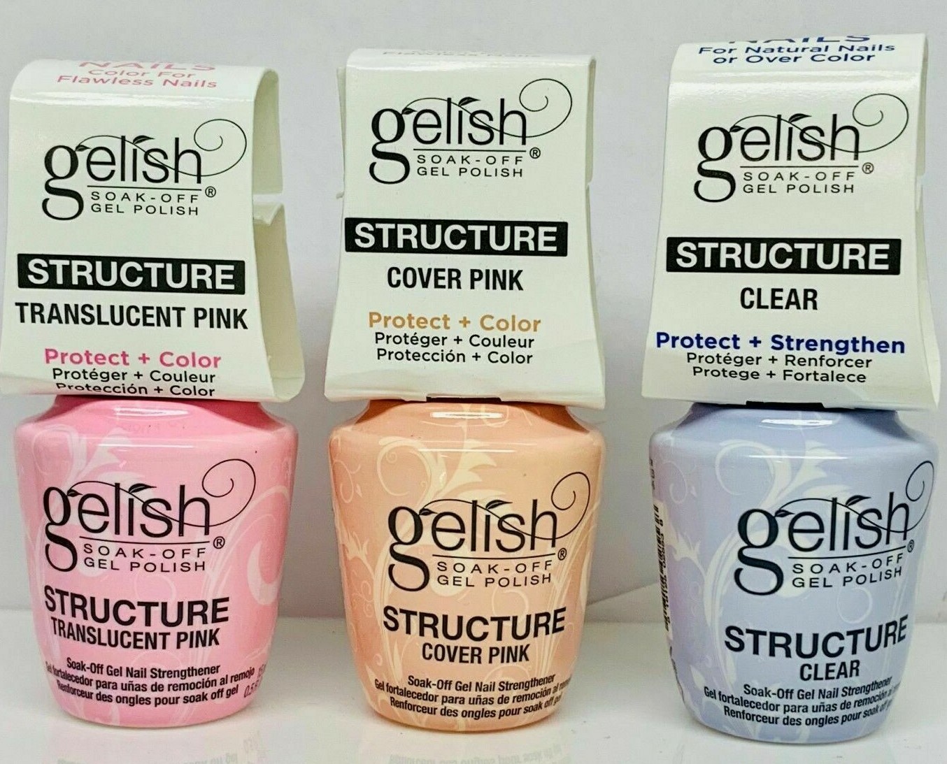 Gelish Structure Gel - Translucent Pink + Cover Pink + Clear (3pcs x 0 ...