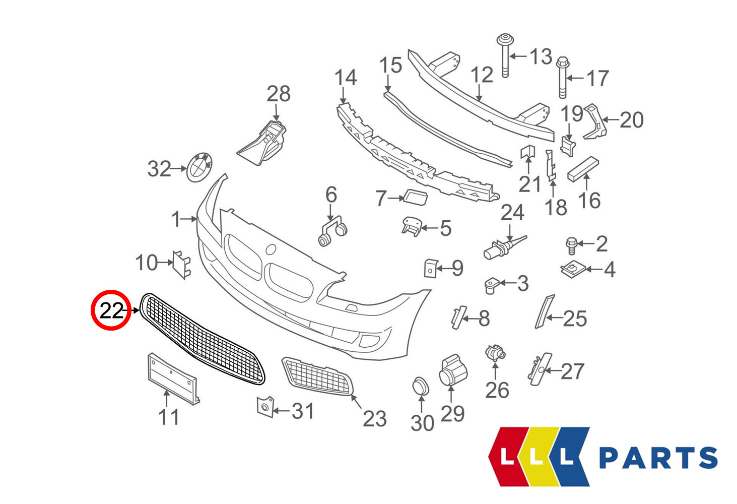 BMW NEW GENUINE 5 SERIES F10 M5 FRONT BUMPER LOWER CENTER GRILL ...