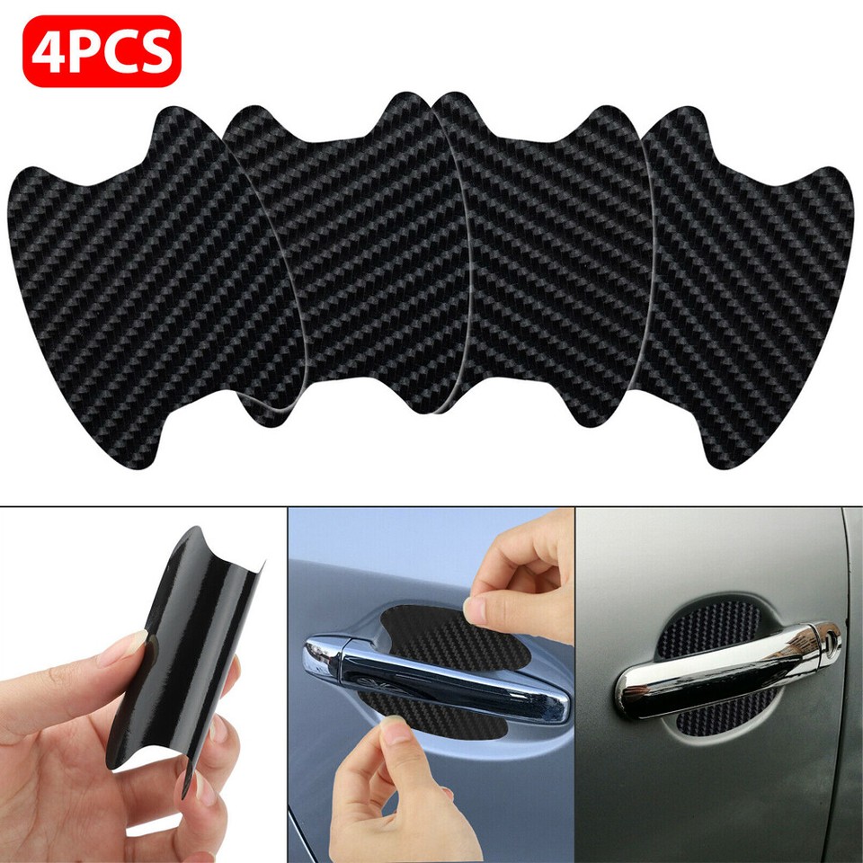 4PCS Carbon Fiber Car Door Handle Anti-Scratch Protector Film Scratch ...