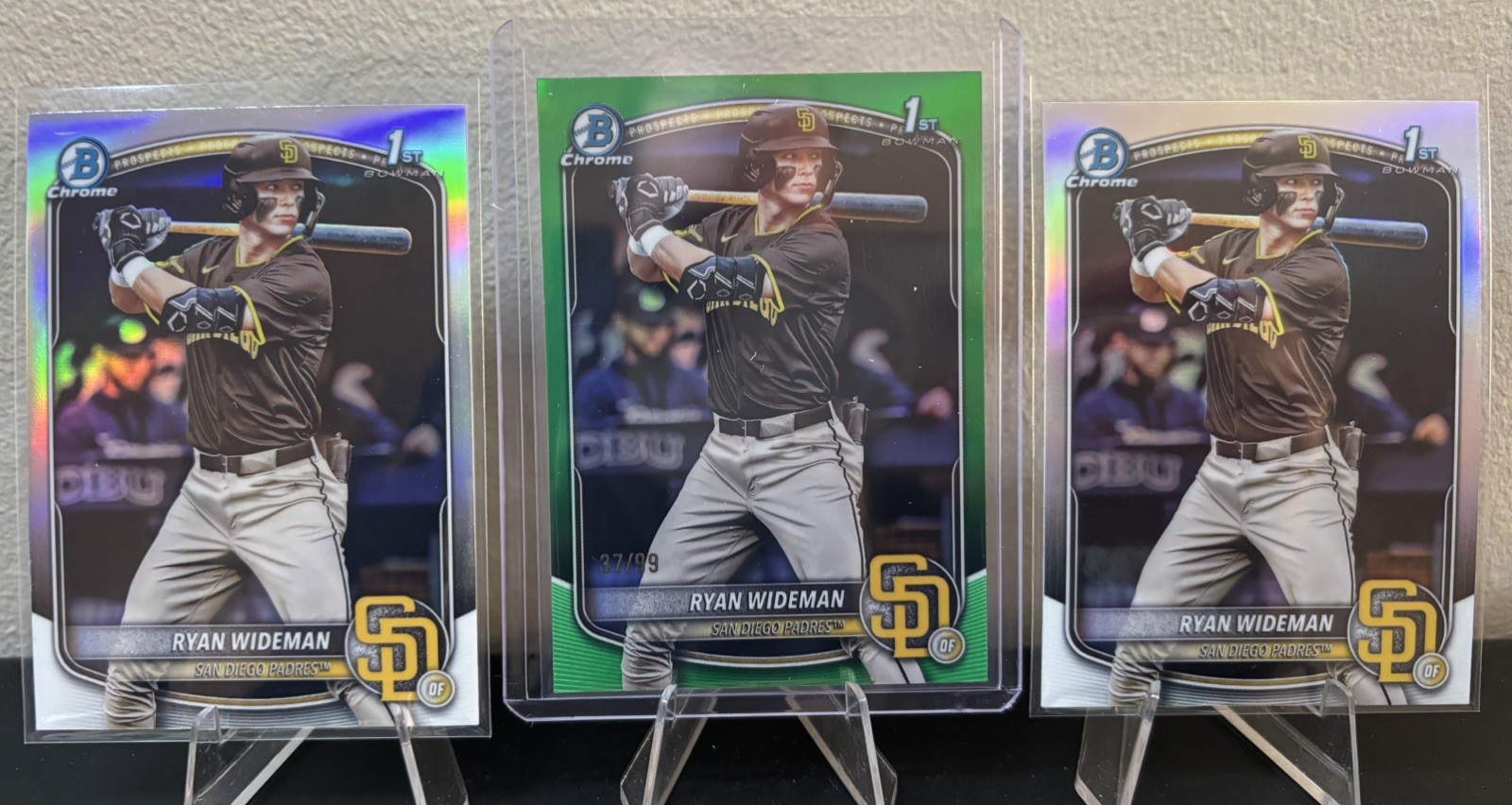 2025 1st Bowman Chrome Ryan Wideman BDC-190 True Green /99 & (2 ...