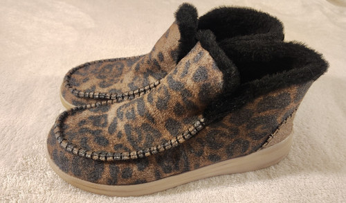 Hey Dude Denny Boots Womens 10 Brown Leopard Print Leo Nut Slip On ...