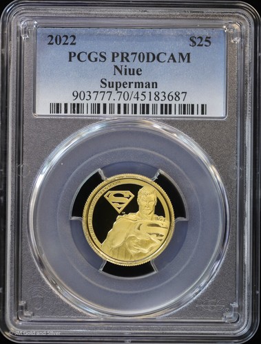 2022 $25 Niue 1/4 oz .9999 Gold Proof Superman PCGS PR 70 DCAM | DC ...