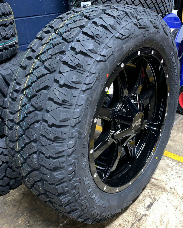 4 20x9 Moto Metal MO970 Wheels 275/55R20 32 AT Tires 6x5.5 Chevy ...