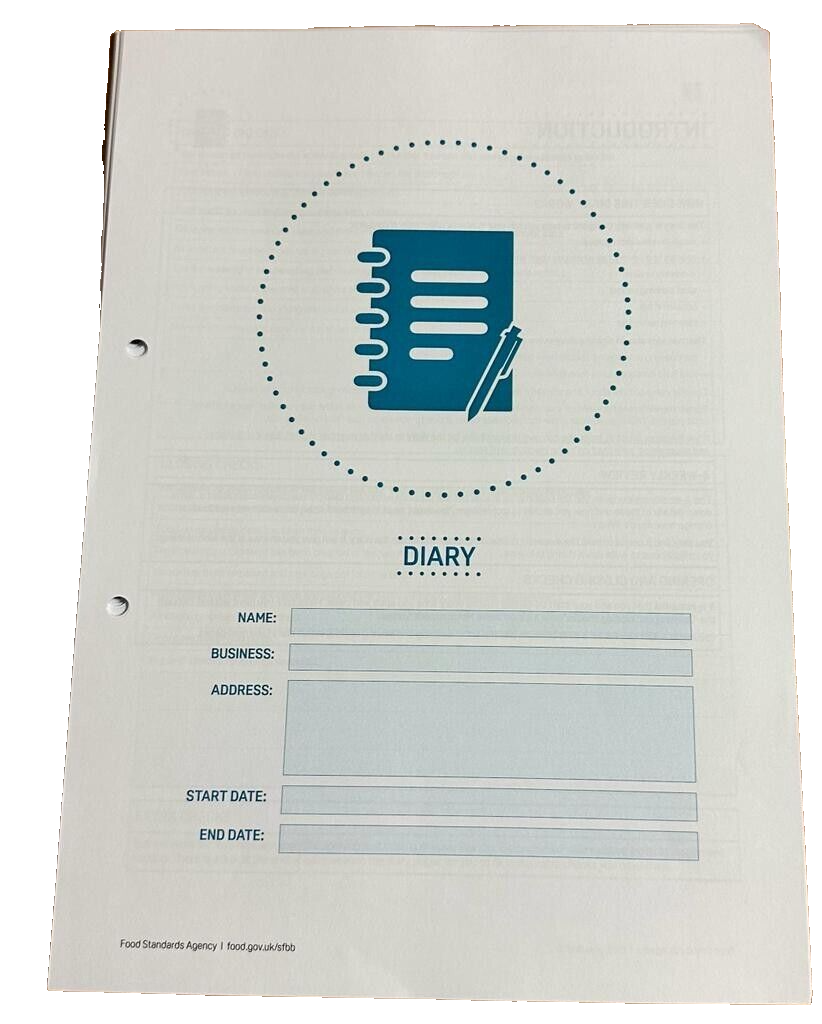 SFBB Safer Food Better Business Caterers 12 Month Diary Refill 2 Hole ...