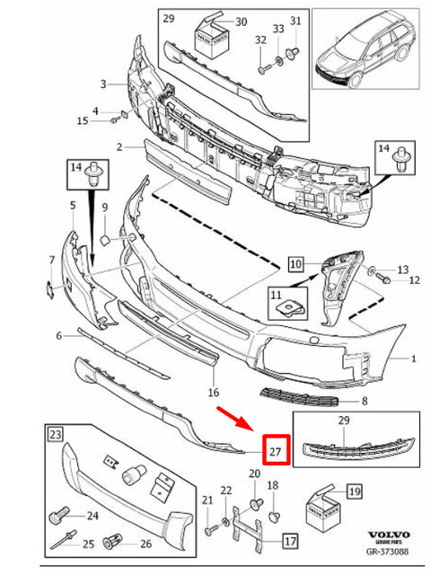 Silver Metallic Front Bumper Bar 2004 Volvo Xc90 #31339992 for sale ...
