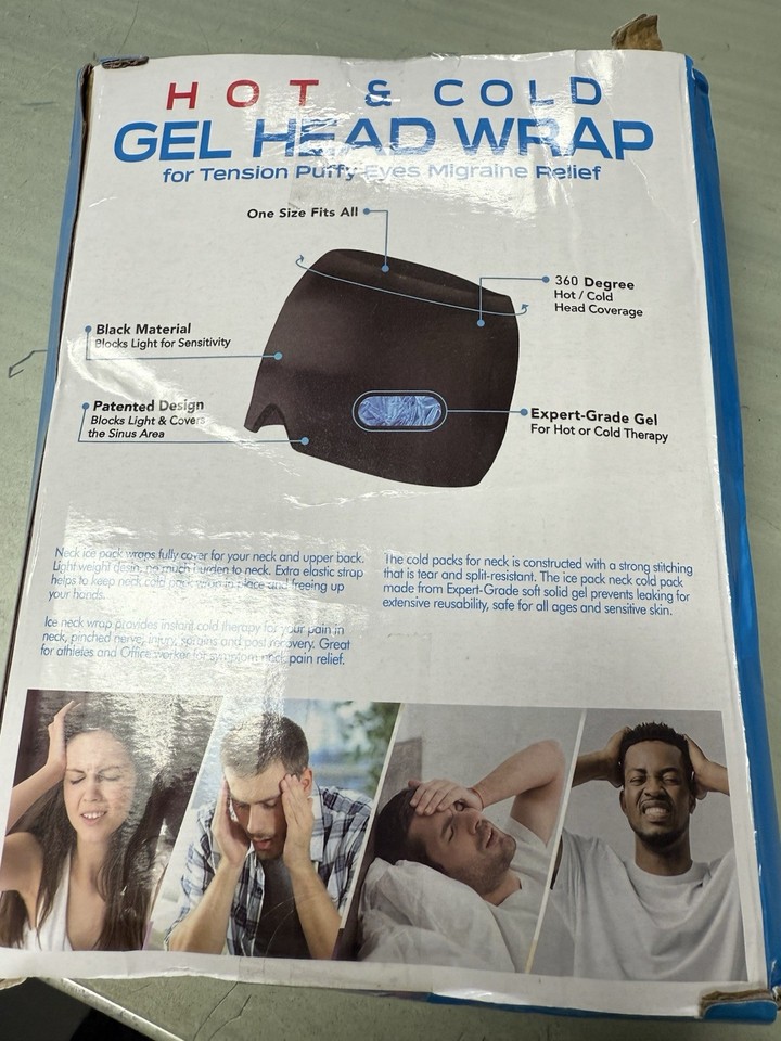 Migraine Ice Wrap – Gel Head Cap Hot/Cold Therapy for Headache & Pain ...