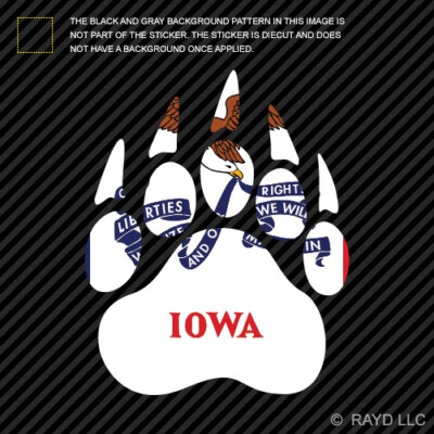Iowa State Shaped Bear Print Sticker Die Cut Vinyl Grizzly Track Polar ...