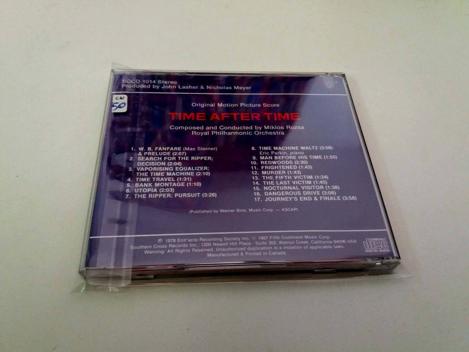ORIGINAL SOUNDTRACK "TIME AFTER TIME" CD 17 TRACKS MIKLOS ROZSA BANDA ...