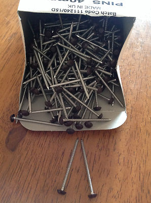 Box 250 40mm Stainless Steel Brown UPVC Polytop Pins / Nails 14 Gauge ...